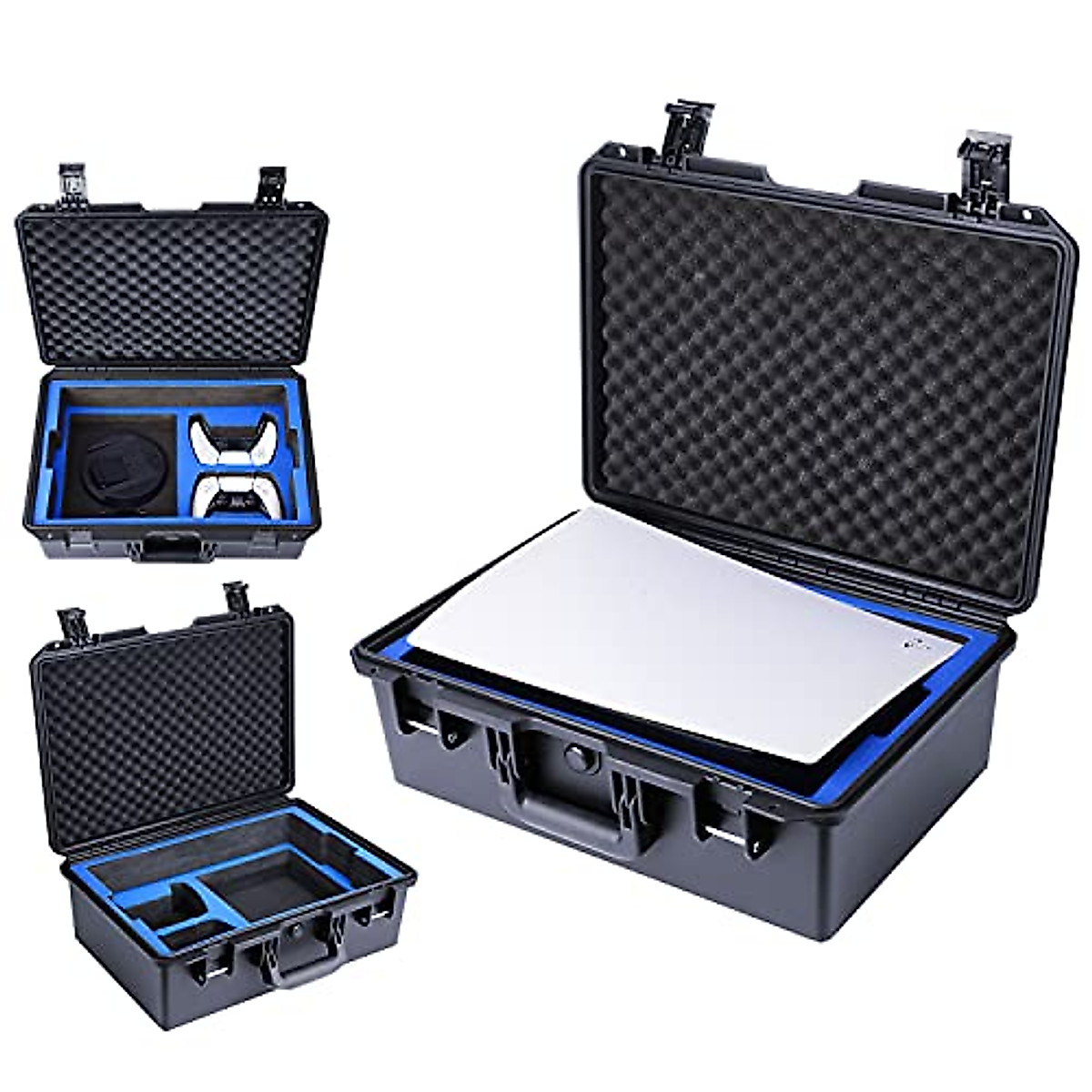 Hard Shell Travel Carrying Case Bag Compatible with PS5 Console Games Accessories with Removable Ergonomic Strap Anti-Fall Shockproof Waterproof Backpack for Digital Edition & disc Edition