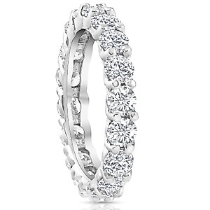 2 Ct Lab Created Moissanite Eternity Ring Womens Wedding Band 14k White Gold - Size 6