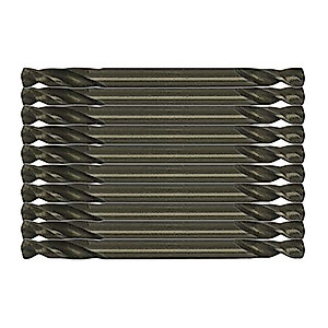Toolso 10pcs Practica Steel M35 Cobalt Twist Drill Bit 1/8" Double Ended Cobalt M35 Drill Bit Set Wood Metal Drilling