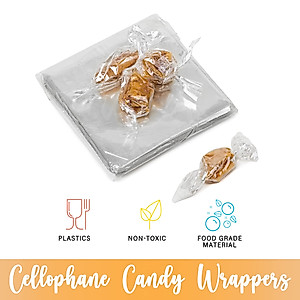 Candy Wrapper 5x5,Caramel and Chocolate Real Cellophane Wrappers - 600 Square Sheets