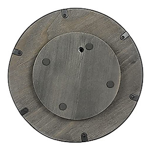 MyGift 12 Inch Vintage Gray Solid Wood Lazy Susan Tray with Black Metal Rim, 360 Degree Rotating Round Turntable Serving Relish Display Tray for Food, Spices and Condiments