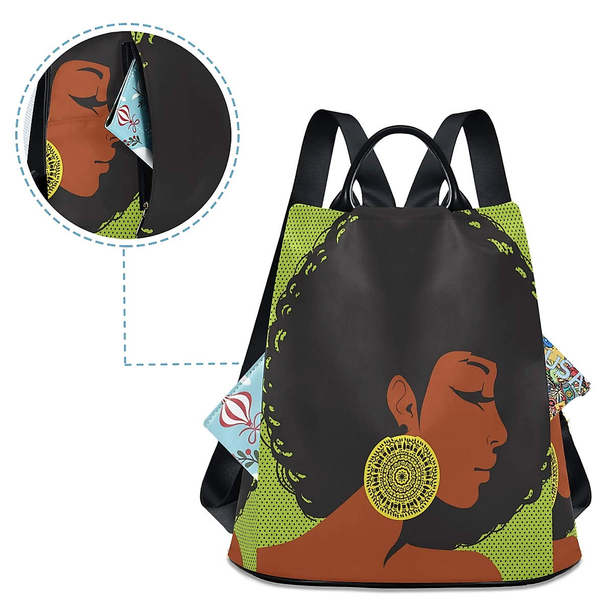 ALAZA African American Woman Backpack for Daily Shopping Travel
