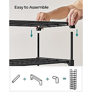 SONGMICS Shoe Rack, 10 Tier Shoe Organizer, Metal Shoe Storage Shelf for 20 Pairs of Shoes, Easy to Assemble, Entryway, Black ULSA25BK