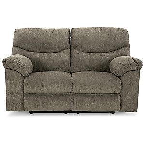 Signature Design by Ashley Alphons Transitional Tufted Reclining Loveseat, Light Gray