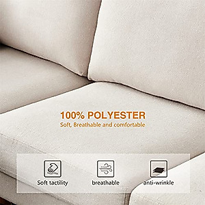 Ucloveria Modern Sectional Sofa, L-Shape Couch with Chaise Lounge for Living Room, Beige Fabric