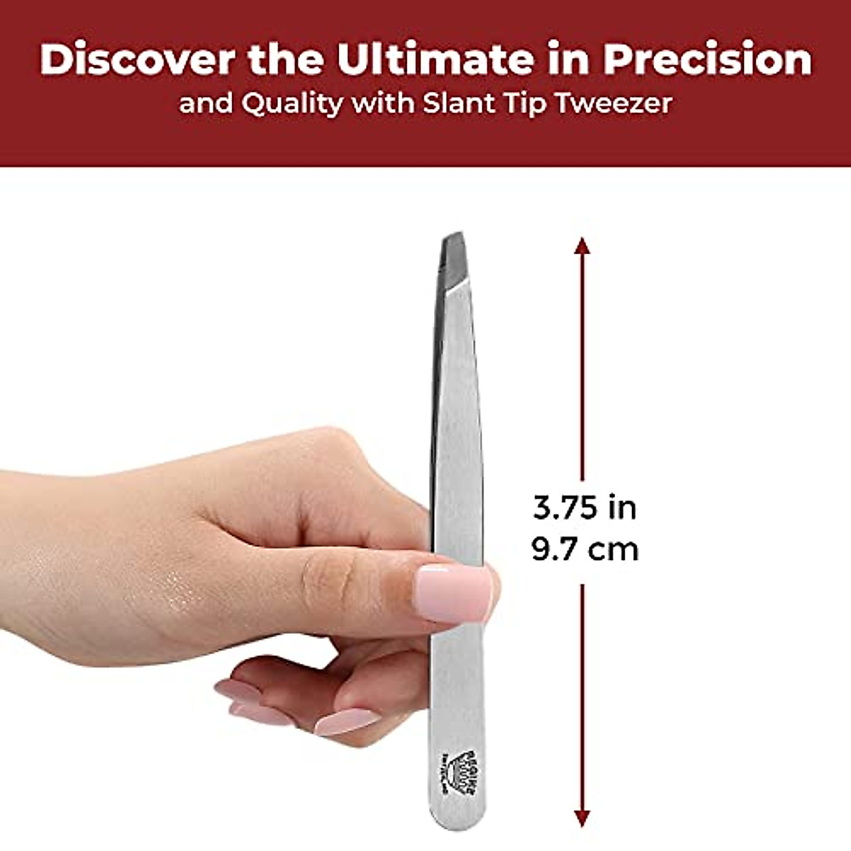 Regine Switzerland Slant Tweezers & Compact Case with 10X Magnifying Mirror Set - Precision Stainless Steel Tweezers for Ingrown Hair, Facial & Grooming - Travel Set with Hard Case for Men Women - 2Pc