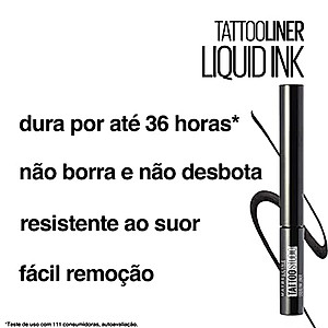 Maybelline New York Tattoo Studio Liquid Ink Eyeliner Makeup, up to 36HR Wear, Sweat Resistant, Smudge Resistant, Ink Black, 0.08 Fl.Oz