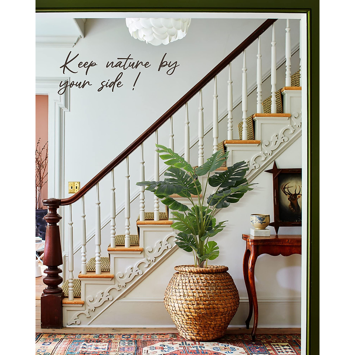 Artificial Tree-Faux Plants Indoor Outdoor- Keloteven 5FT Artificial Monstera Fake Tall Tree 16 Leaves - Artificial Plants for Home Decor, Office, Living Room and Pito Decoration, MD145