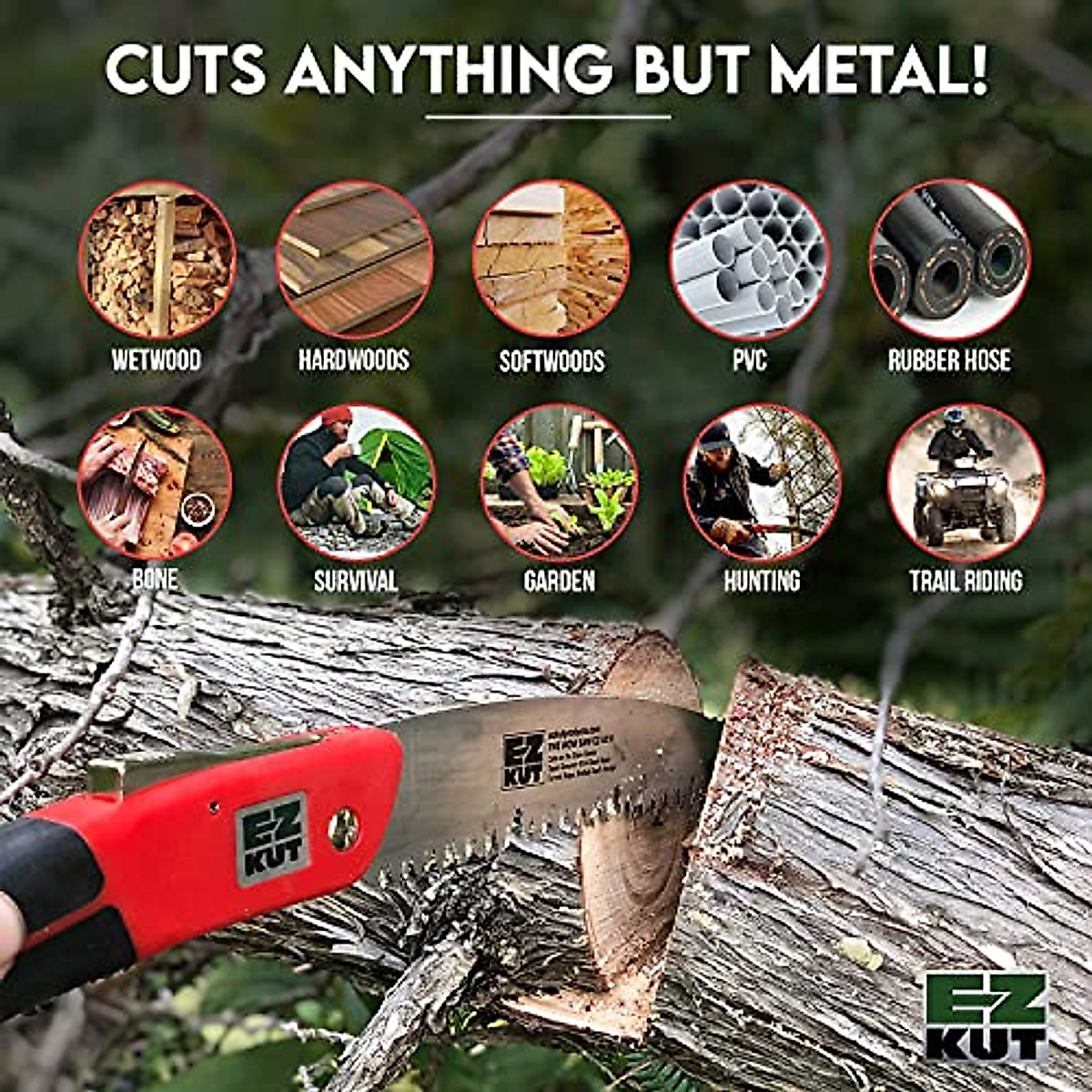 EZ KUT Wow Folding Saw 10 Inch - Foldable Hand Saw for Trees and Wood Cutting Folding Camping Saw Small - Folding Pruning Saw for Tree Trimming Pruning Knife Folding Bone Saw Hunting Pocket Saw Steel