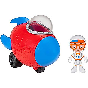 Blippi Rocket Ship - Mini Vehicle with Freewheeling Features Including 2” Classic Character Toy Figure - Imaginative Play for Toddlers, Young Children, Preschoolers