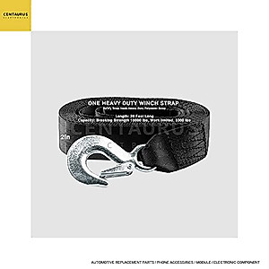 CENTAURUS Trailer Marine Boat Winch Strap with Hook Replacement, 2" x20' Winch Strap 10000Lb Max Towing Working Load at 3300 lbs for ATV Jetski Trailer Boat Wave Runner Towing Heavy Duty Equipment