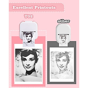 Memoking T02 Small Thermal Printer for Phone, Portable Wireless Note Printer with 3 Rolls Paper for Children’s Day Birthday and Printer Case