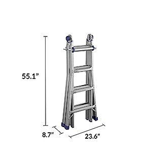 COSCO 18ft Reach Height Aluminum Multi-Position Ladder ,300 lb. Load Capacity Type IA Duty Rating