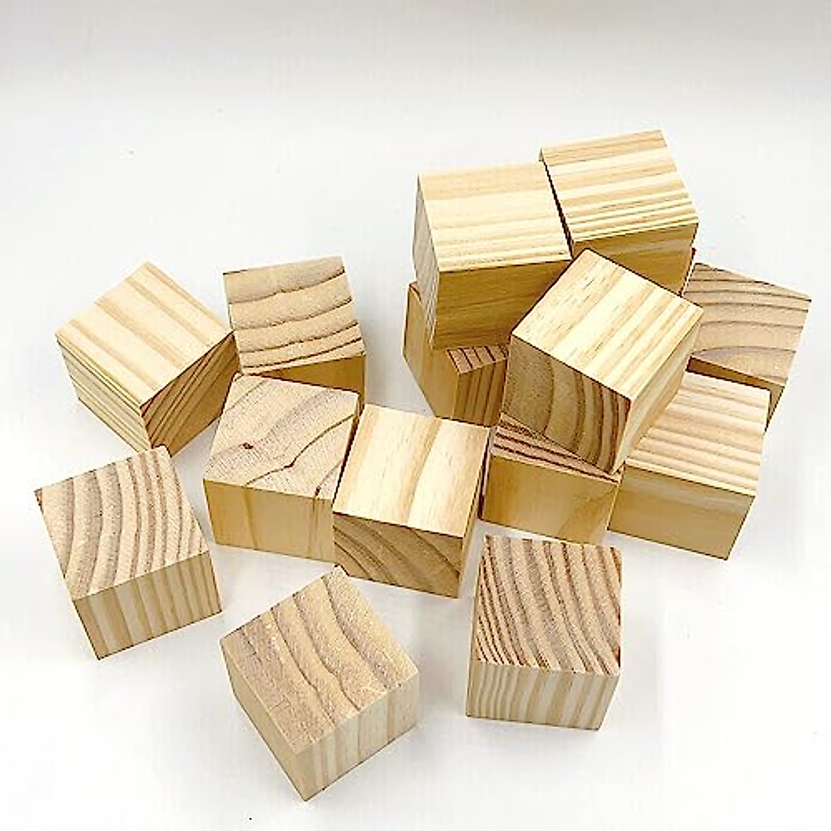 Wood Blocks for Crafts, 1.5 inch Unfinished Wood Cubes, 15 Pcs Natural Wooden Blocks, Wood Square Blocks, Wooden Cubes for Arts and DIY Projects, Puzzle Making