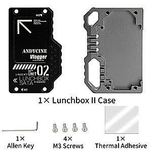 ANDYCINE Lunchbox II Black Magnalium Case for DIY SSD Compatible for Atomos Ninja V,V+, Ninja Flame, Ninja Inferno, and Shogun Inferno Monitors