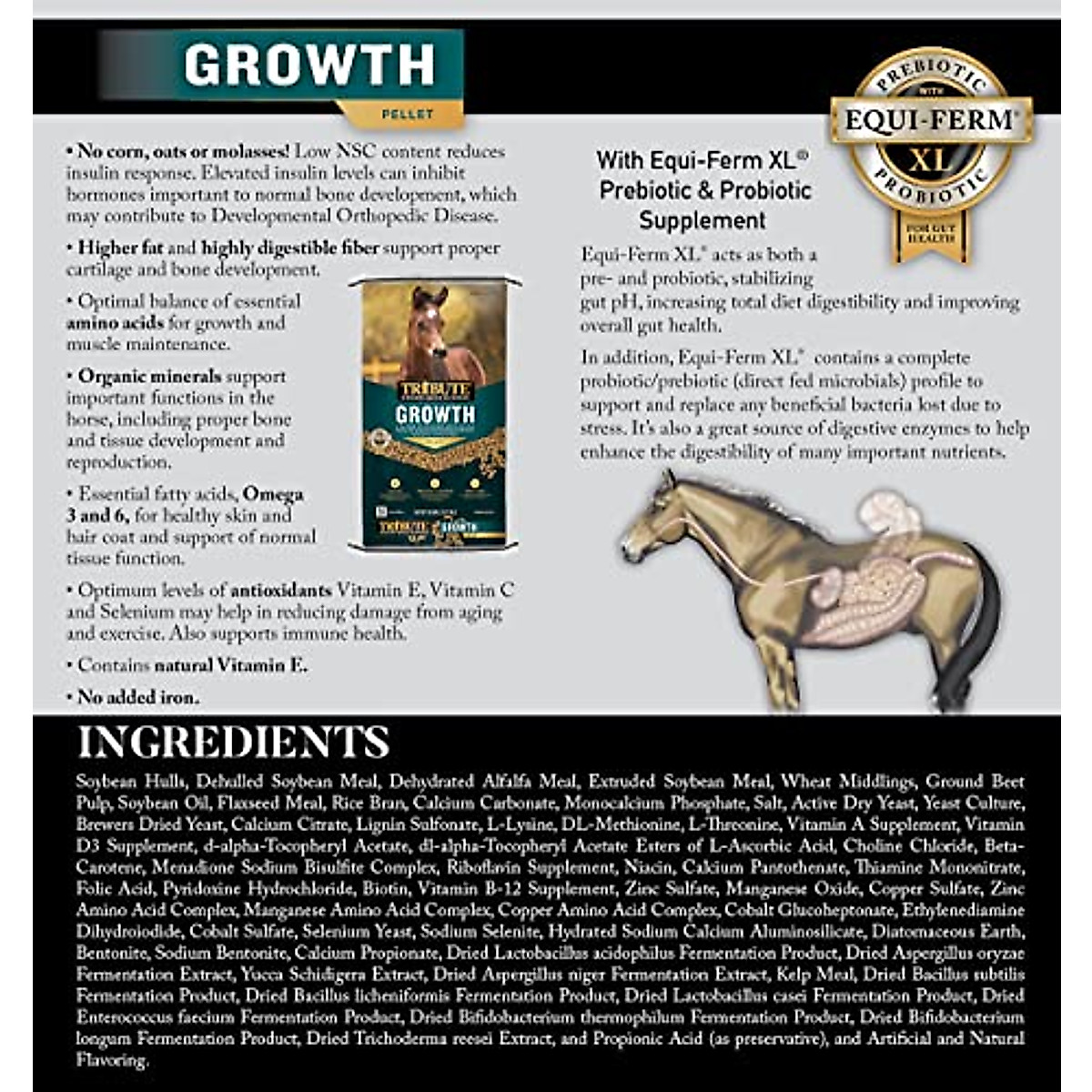 TRIBUTE Kalmbach Feeds Growth Pellets for Horse, 50 lb