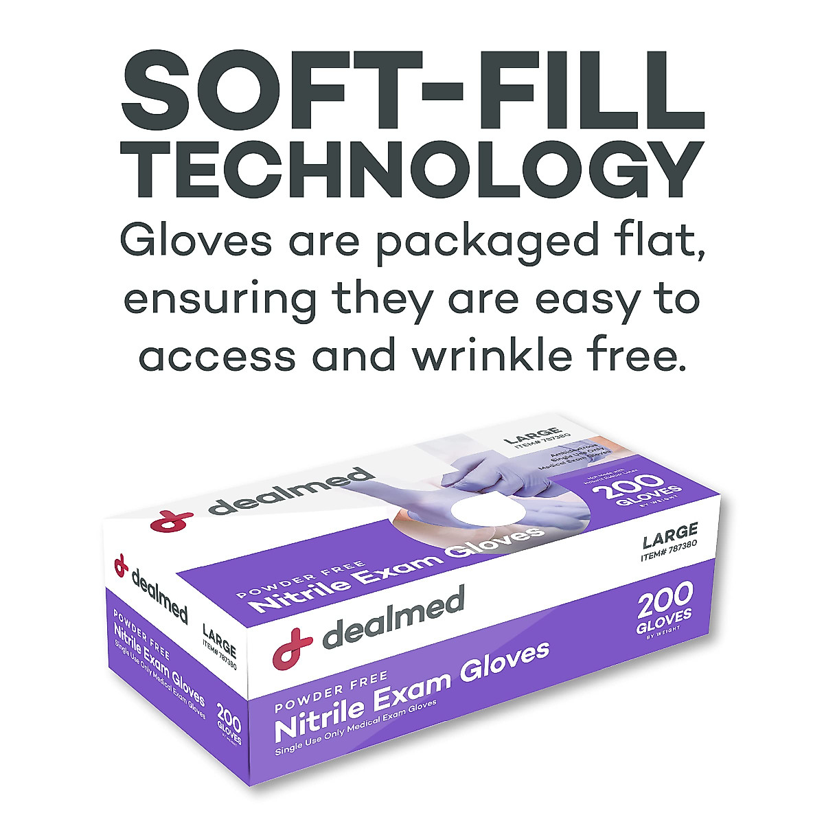 Dealmed Medical Exam Nitrile Gloves– 200 Count, Disposable Non-Irritating Latex Free Multi-Purpose Use for a First Aid Kit and Facilities, Large