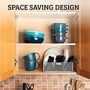 ELTOW Paper Plate holders and Buffet Caddy Large Cutlery holder for party, Fork, Knives, Cups Holder -Sturdy Napkin and Tableware Dispenser -For Home, Restaurant, Office -Utensil Caddy for parties