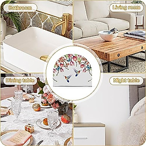 Napkin Holder, Clear Acrylic Paper Napkin Holders Tropical Flowers Butterfly Hummingbird Tissue Box Dispenser Stand Tabletop Space Saver Upright Napkin Towel Holders for Kitchen Restaurant Home Decor