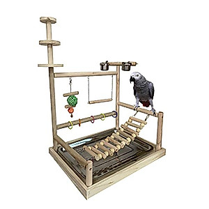 WYunpets Bird Perch Platform Stand Wood Bird Playground for Small Animals Parrot Parakeet Conure Cockatiel Budgie Gerbil Rat Mouse Chinchilla Hamster Cage Accessories Exercise Toys Sector