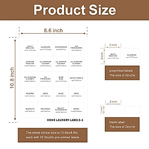 540 PCS Bathroom Home Laundry Labels for Organizing with DIY Blank Labels, Preprinted Minimalist Waterproof Oil Resistant Stickers for Bathroom Laundry Home Beauty Organization Supplies Labels