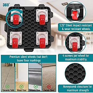 FLODOLUCA Furniture Movers with Wheels & Furniture Lifter Set, Furniture Dolly, Furniture Lifter Tool, Furniture Jack, Furniture Movers 360° Rotatable Rubber Wheels for Moving Heavy. Max:1100 lb.