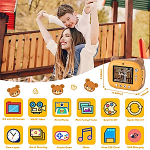 Kids Instant Camera for 3-12 Years Old Kids Toddlers Childrens Boys Girls Birthday Gifts 2.4 Inch Screen 12MP / 1080P HD Video Camera Baby Instant Print Digital Camera