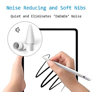 MJKOR Soft Paperfeel Damping Tips Replacement Compatible with Apple Pencil 1st Gen & 2nd Gen, Noise Reducing Pen Nibs for iPad Pro(2 PCS)
