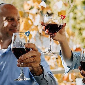 KICHOUSE 2 Sets 16 Pcs Wine Glass Marker Wedding Decoration Wine Bottle Labels Portable Cup Heart Shaped Ring Cup Recognizer Cup Silicone Labels Wine Glass Identifiers Drink Markers Hawaii