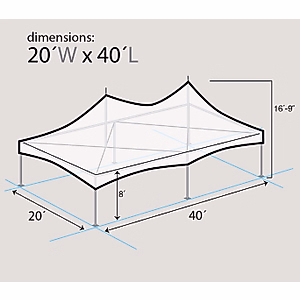 TentandTable 20' Foot x 40' Foot Twin Tube West Coast Frame Style Party Tent - White Canopy - 2.5" Inch Aluminum Frame - Canopies for Banquets, Weddings, Graduations, and Events