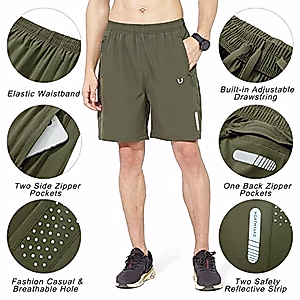 NORTHYARD Men's Athletic Hiking Shorts Quick Dry Workout Shorts 7"/ 9"/ 5" Lightweight Sports Gym Running Shorts Basketball Exercise ArmyGreen M