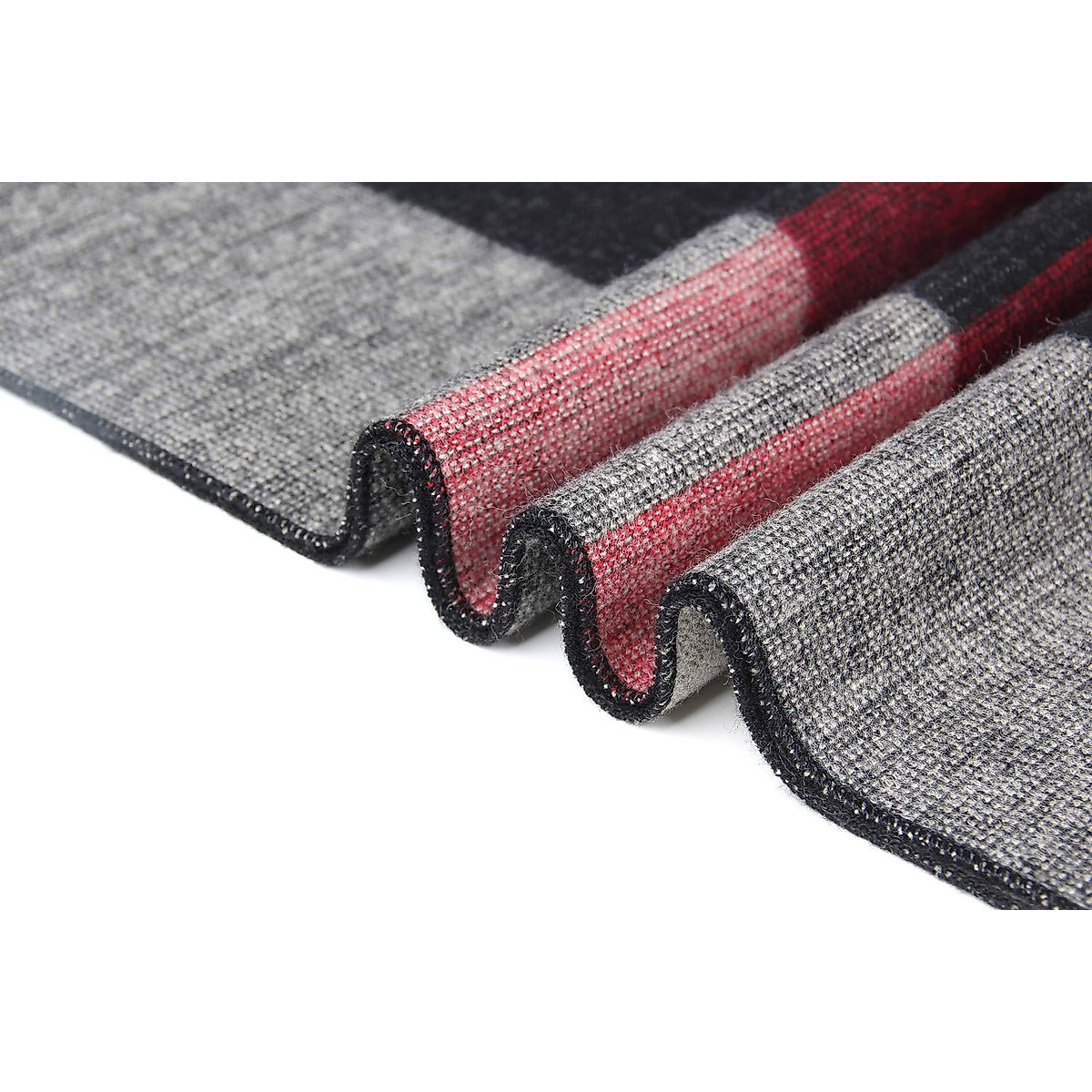 VEXTROFORT Men's Winter Scarf, Soft Long Cashmere Feel Scarves for Men with Fringes Tartan - Grey Black Red Plaid