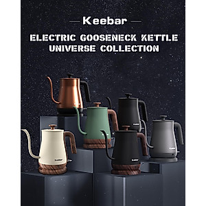 Keebar Gooseneck Electric Kettle, Electric Tea Kettle Stainless Steel, Pour over kettle for Coffee, 1000W Hot Water Kettle Electric Auto Shut Off, 0.8L, Wood-like Grain Finish Handle, Matcha Green