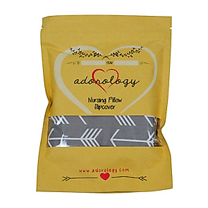 Adorology Nursing Pillow Slipcover, Gray Arrow Design, Maternity Breastfeeding Newborn Infant Feeding Cushion Cover Case, Baby Shower for New Moms