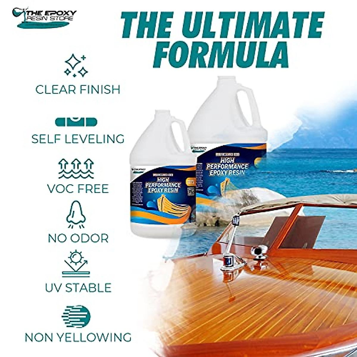 Boat Coating, Repairs, Construction, UV Stable Excellent Non Yellowing for High Performance Coatings, 2 Part epoxy kit, Excellent Table Top, Countertops