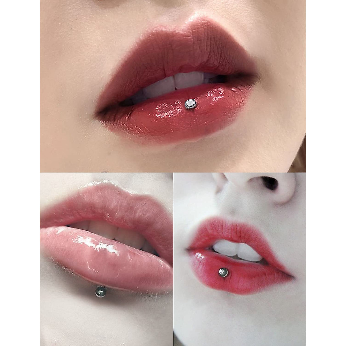 Vsnnsns 16G G23 Titanium Lip Rings for Women Labret Monroe Lip Rings Studs Nail Cartilage Tragus Helix Daith Rook Earrings Studs Ring Medusa Piercing Jewelry 6mm 8mm 10mm