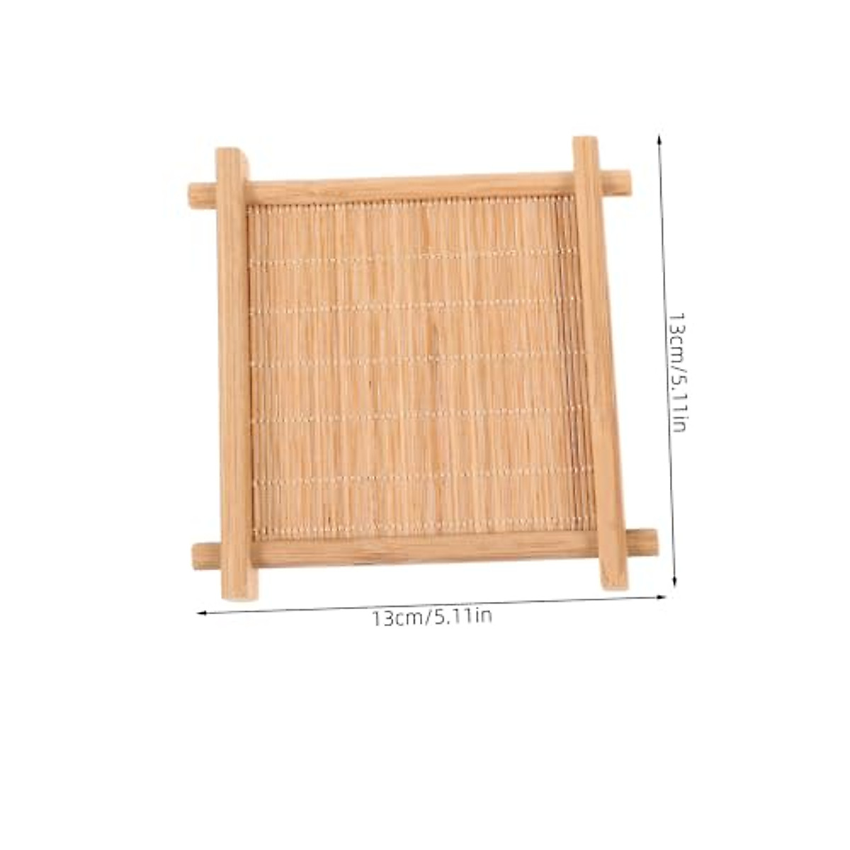 BESTOYARD 2pcs Bamboo Mat Coffee Serving Tray Decorative Coaster Bamboo Tea Serving Tray Decorative Serving Tray Anti Embellishments for Crafting Bamboo Cup Pad Office Breakfast Plate Wooden