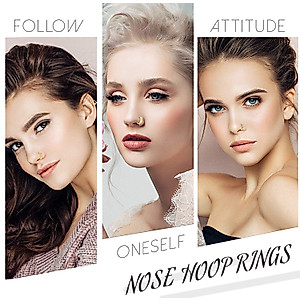 Drperfect 3 Pcs 925 Sterling Silver Pin Nose Ring Hoop, 20G Cubic Zirconia Cute Nose Ring Gold Silver Plated Cartilage Earrings Nose Piercing Jewelry for Women