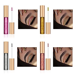 Ownest 10 Colors Liquid Glitter Eyeliner, Metallic Shimmer Glitter Eyeshadow, Long Lasting Waterproof Shimmer Sparkling Eyeliner Eye Shadow-10pcs