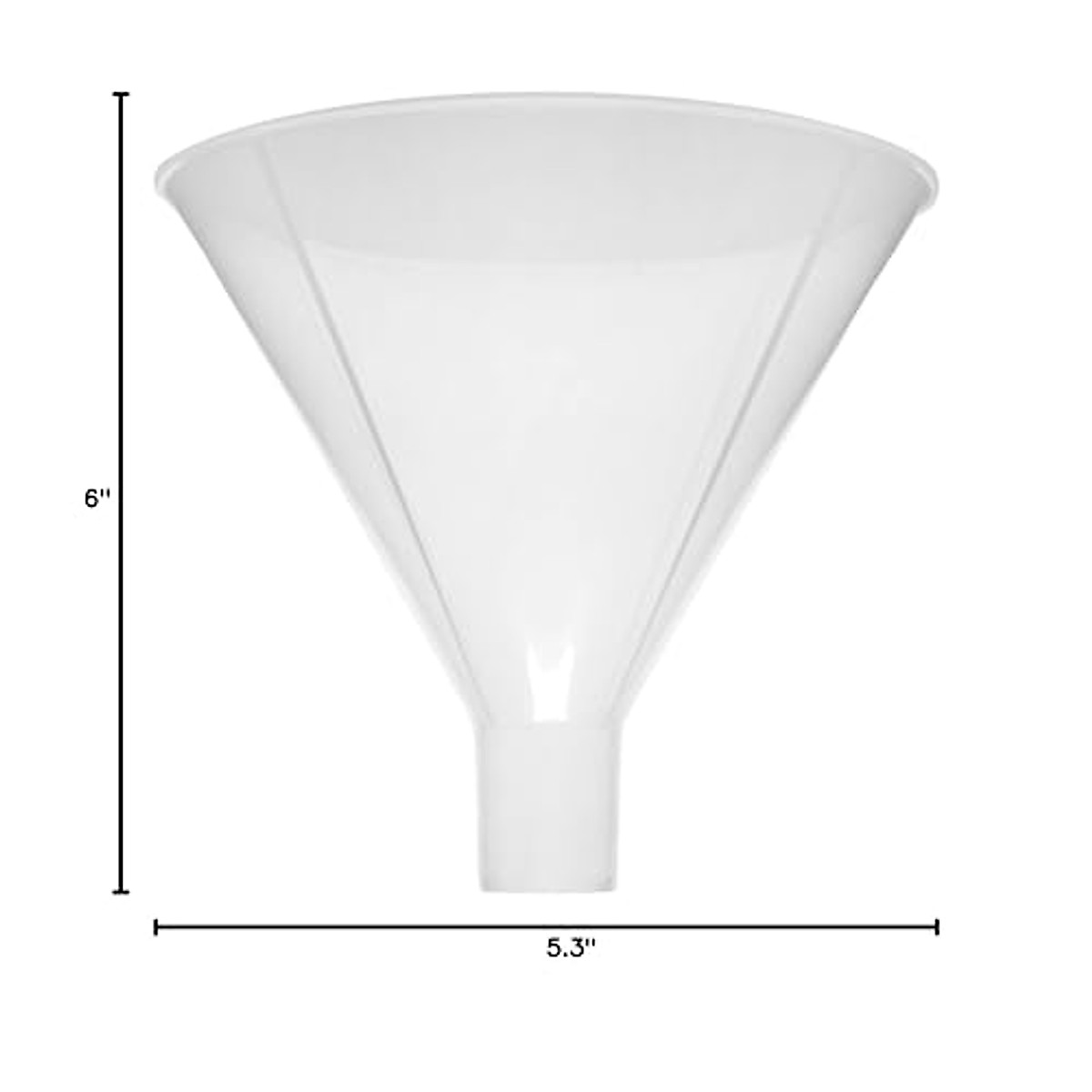 EISCO Powder Funnel, 6" (150mm) Diameter - Polypropylene Plastic - Parallel Stem - Resistant to Acids & Alkalis - Great for Laboratory, Classroom or Home Use
