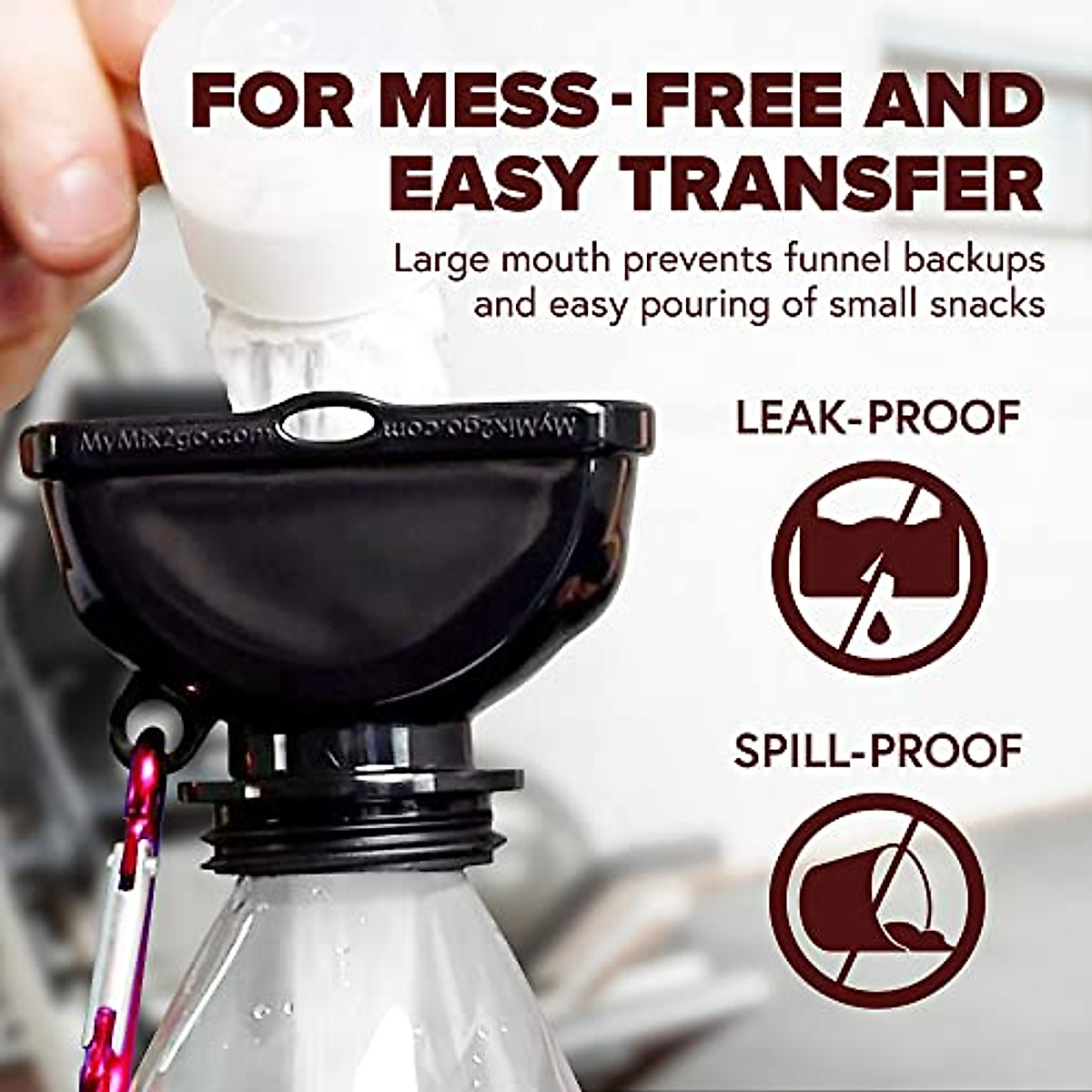 Multipurpose Protein Powder Container, Airtight Powder Container with Protein Powder Funnel, On-The-Go Supplement Container for Gym and Outdoor Enthusiasts, White/Pink, 120 CCs - MyMix2go