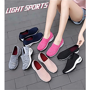 Womens Sneakers-Air Go-Walk Air Cushion Trainers, 2023 New Women's Orthopedic Platform Arch Walking Sneakers, Air Cushion Slip-On Motion Orthotic Shoes for Women Arch Support Diabetic (Blue, adult, women, numeric_9_point_5, numeric, us_footwear_size_syste