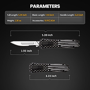 coldown EDC Pocket Knife, Folding Utility Knives with Clip, Retractable Box Cutter, Small Scalpel Knife with 10pcs Razor Sharp Surgical Carbon Steel Replacement Blades #24, EDC Knives for Men Women