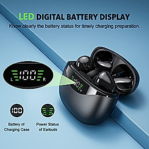FEANS A6 Wireless Earbuds 60H Playtime in-Ear Bluetooth 5.3 Headphones with LED Power Display IPX5 Waterproof Earphones Immersive Stereo Sound Deep Bass Earbuds for iPhone Android, Sports (Black)