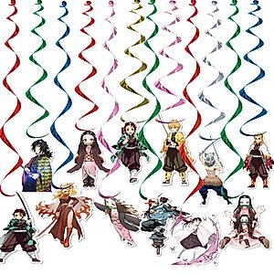 Demon Birthday Party Decorations, 12 Pcs Anime Hanging Swirl Birthday Party Favors for Fans
