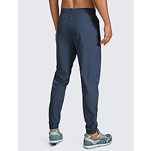 CRZ YOGA Athletic Joggers for Men - 29" Lightweight Running Training Pants with Zip Pockets and Ankle Zippers Electric Blue X-Large