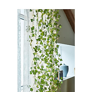 21 Feet Fake Vines with 50 LED USB Powered String Lights, Artificial Plants, Room Decor, Hanging Fake Ivy Greenery Garland Plants,Fake Leaves for Balcony Decor/Wall Decor/Garden Decor/Patio Decor