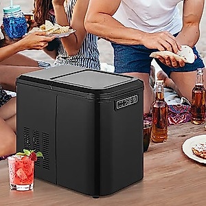 mollie Ice Maker Countertop 9 Ice Cubes Ready in 10 Mins - 26LBS/24Hrs, Self-Cleaning Ice Machine, One-Click Operation Portable Ice Cube Maker w/Ice Scoop for Home Party RV, 2.2L Water Tank, Black