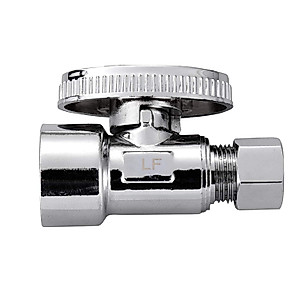 Minimprover 2 Pack Brass 1/2 Inch FIP x 3/8 Inch OD Compression Quarter Turn Straight Water Angle Stop Valve Shut Off