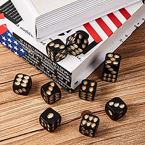 10 Pieces Black Skull Dice Halloween Dice 3D Skeleton Dice Decorative Mini Skull Face Gaming Dice 0.7 Inch Cube Dice with Flannel Bag for Club Pub Halloween Party